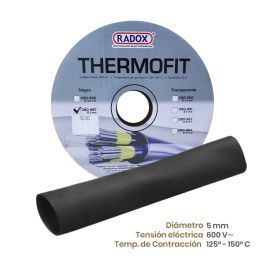 080-987 Termofit 3/16" 5mm Negro Rollo 20 Metros RAD